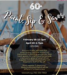 Paint, Sip & Savor With Kris Walker & Kathy McGill | April 10 | Pearson Lakes Art Center